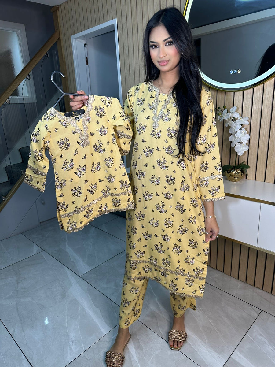 Abeeha 2pc Mother & Daughter Co-Ord D2-G2 – Zee Boutique