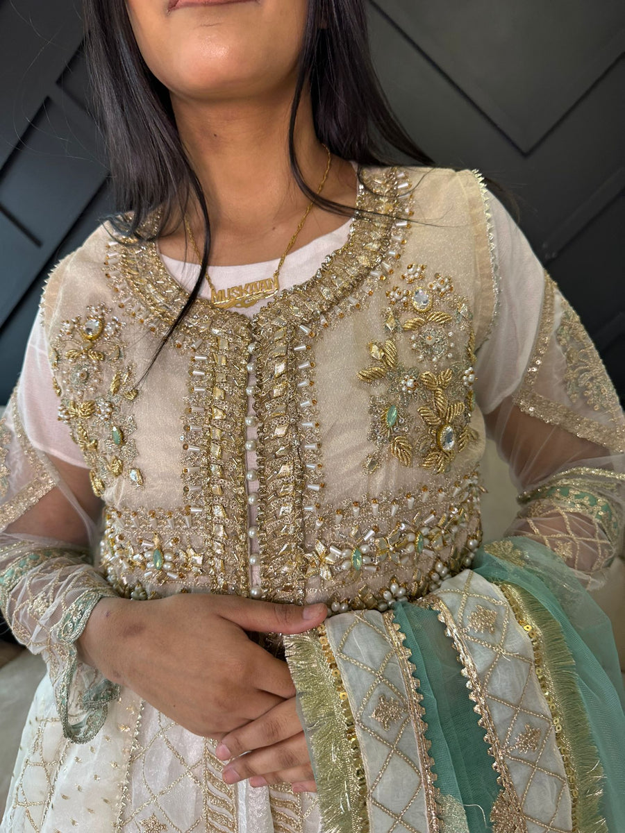 Zahra Rubab - Off White/Mint U3-A5 – Zee Boutique