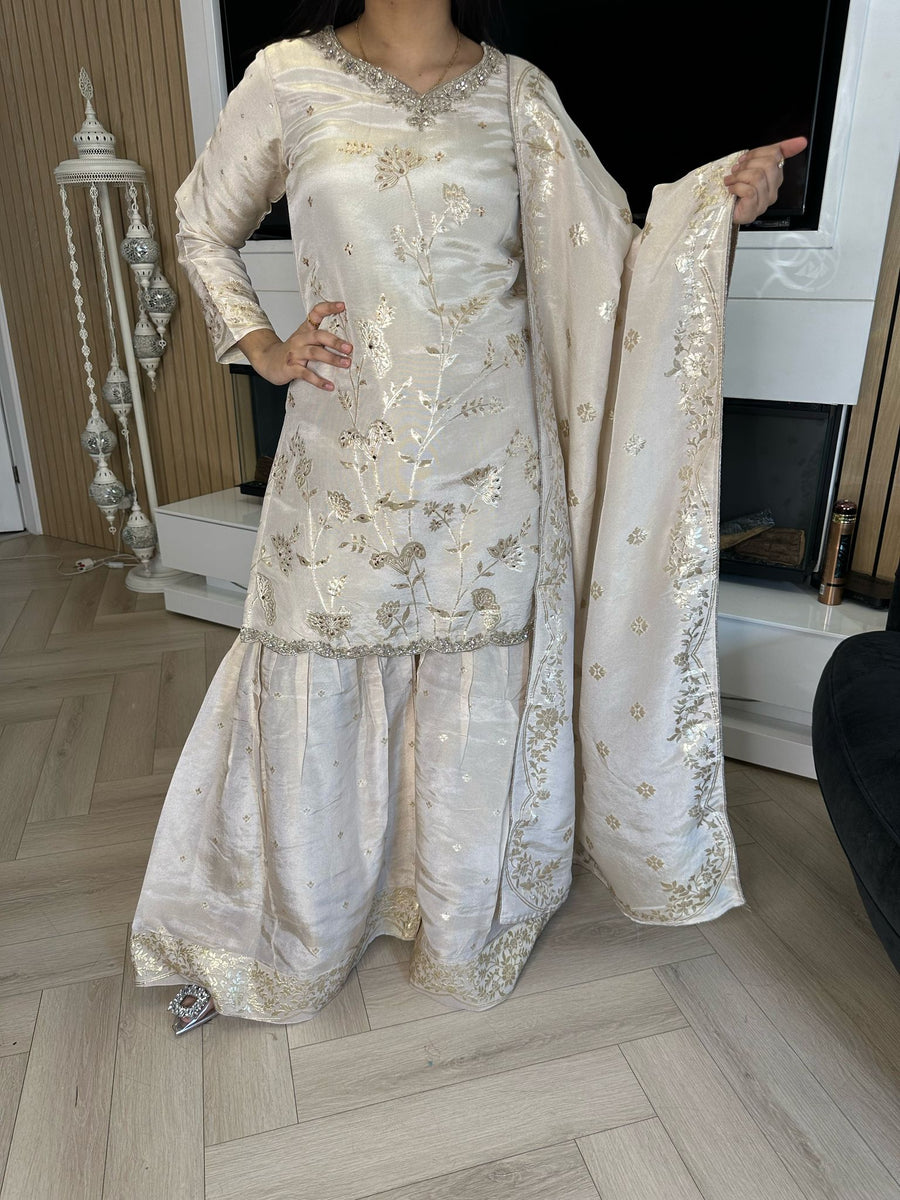 Fariah 3pc Indian Silk Gharara U1-A3 – Zee Boutique