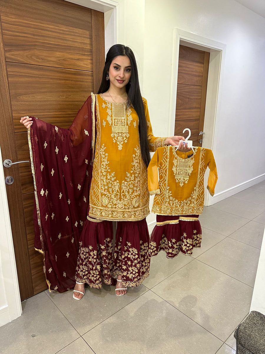 Umaiza - Mustard/Red – Zee Boutique